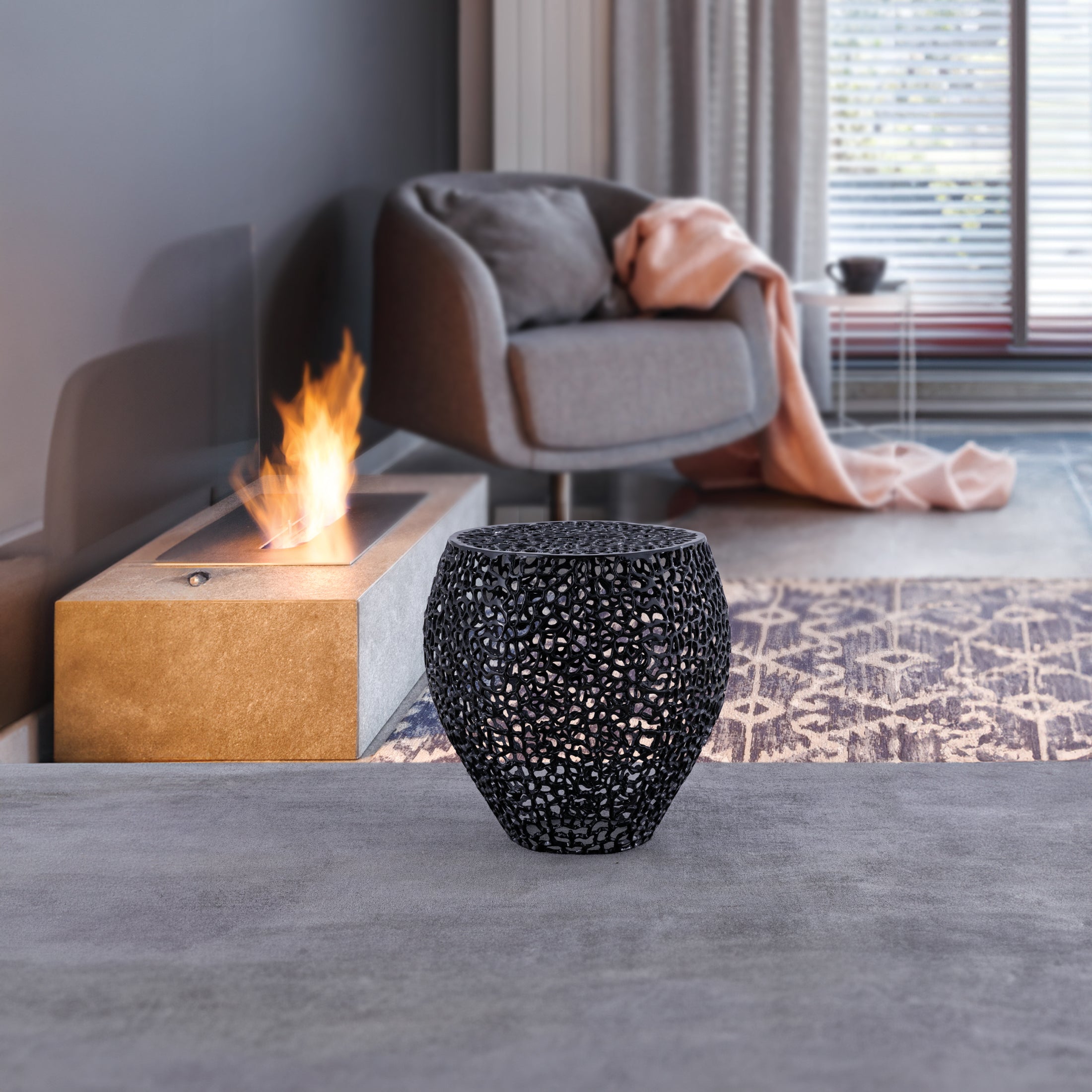 Azriel Aluminum Mesh Side Table, Black – The Mad Manor