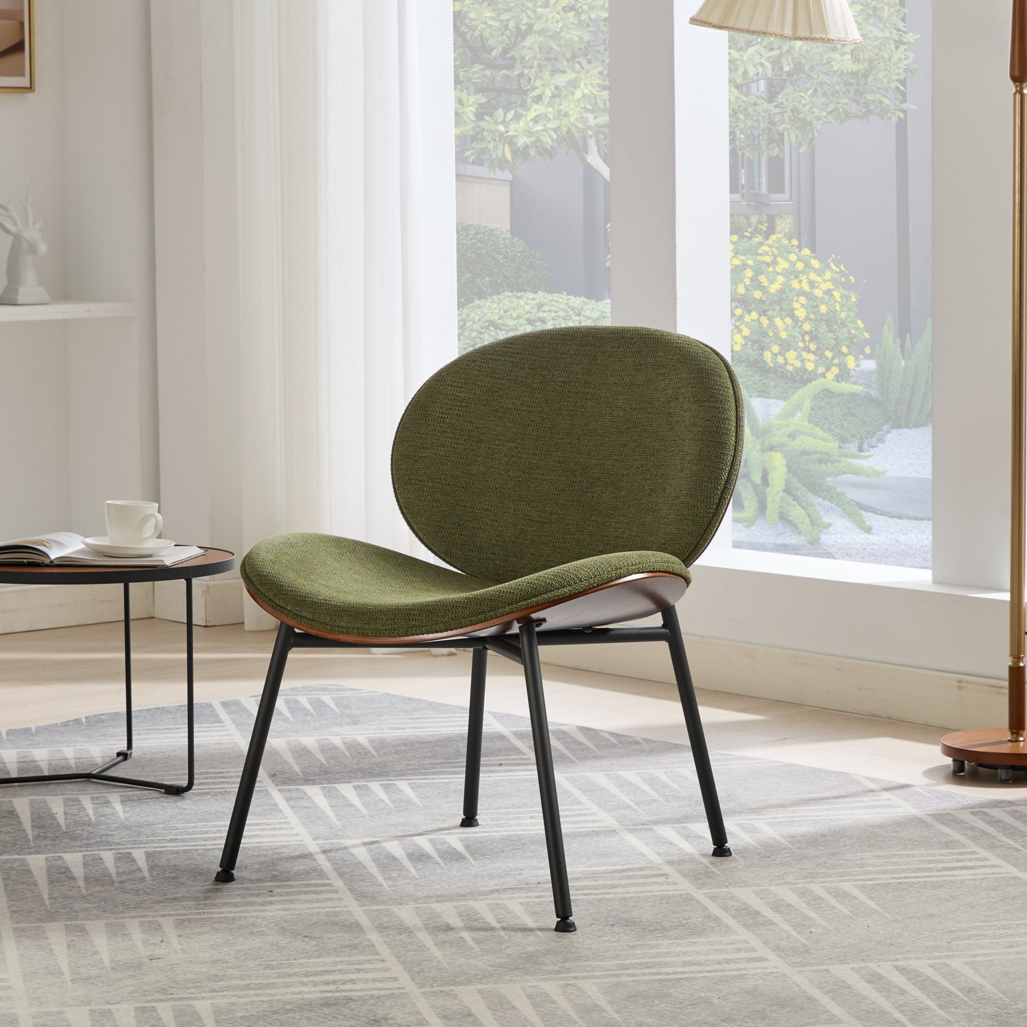 Weston Mid-Century Modern Shell Chair Accent Chair, Green & Walnut ...